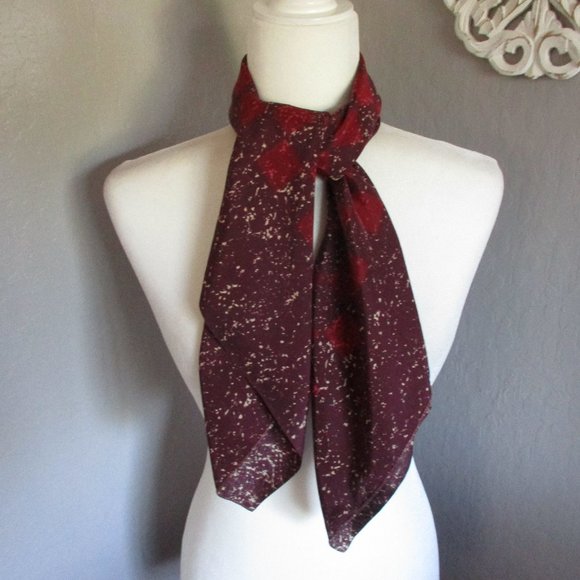 Vintage | Accessories | 98s Burgundy Wine Checkerboard Scarf | Poshmark